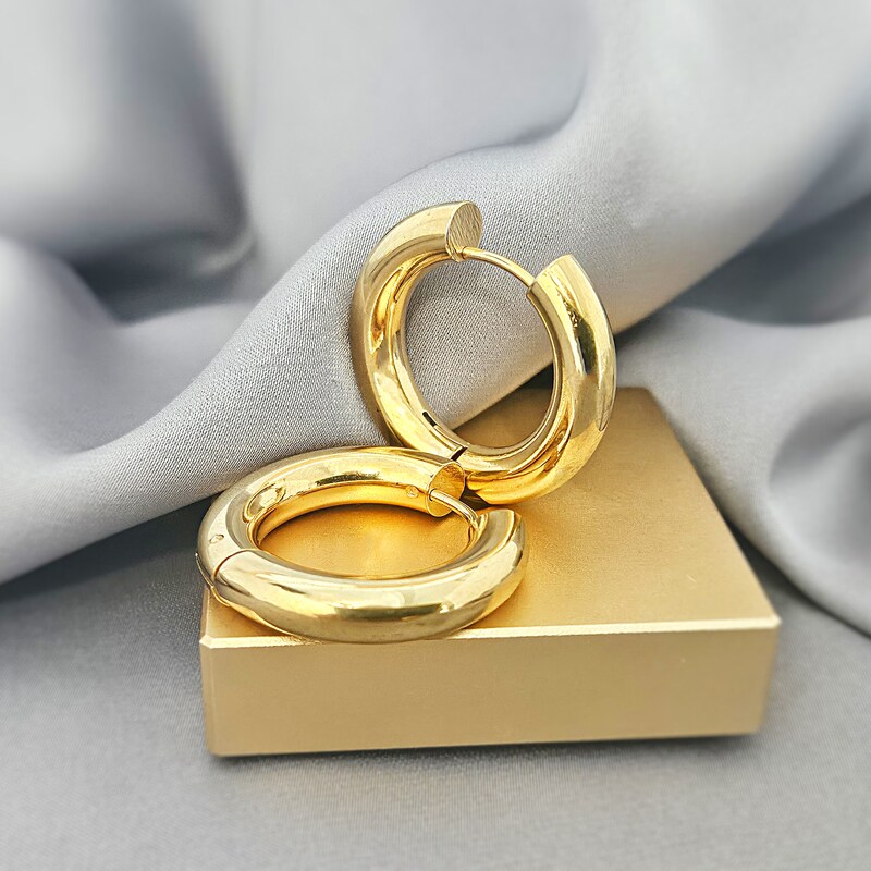 Thick Gold Hoop Earrings - Etsy