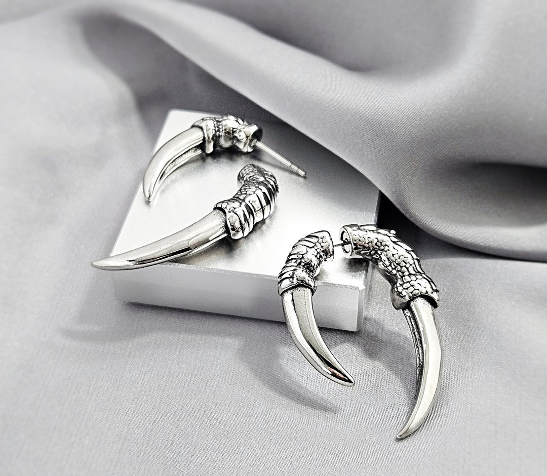 Front and Back Big Dragon Claws Earrings, Cool Surgical Steel Jewelry ...