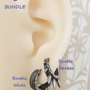 Rustic Hammered Textured Wires Hoop Earrings, Surgical Steel Hoop ...