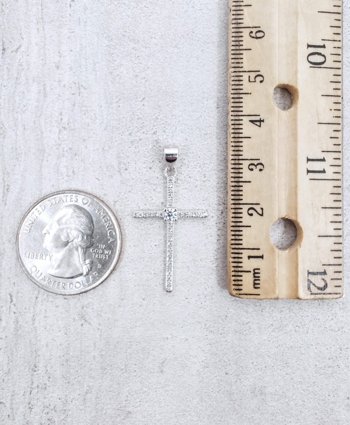 Classic CZ Pave Cross Silver Pendant Necklacedainty Cross - Etsy