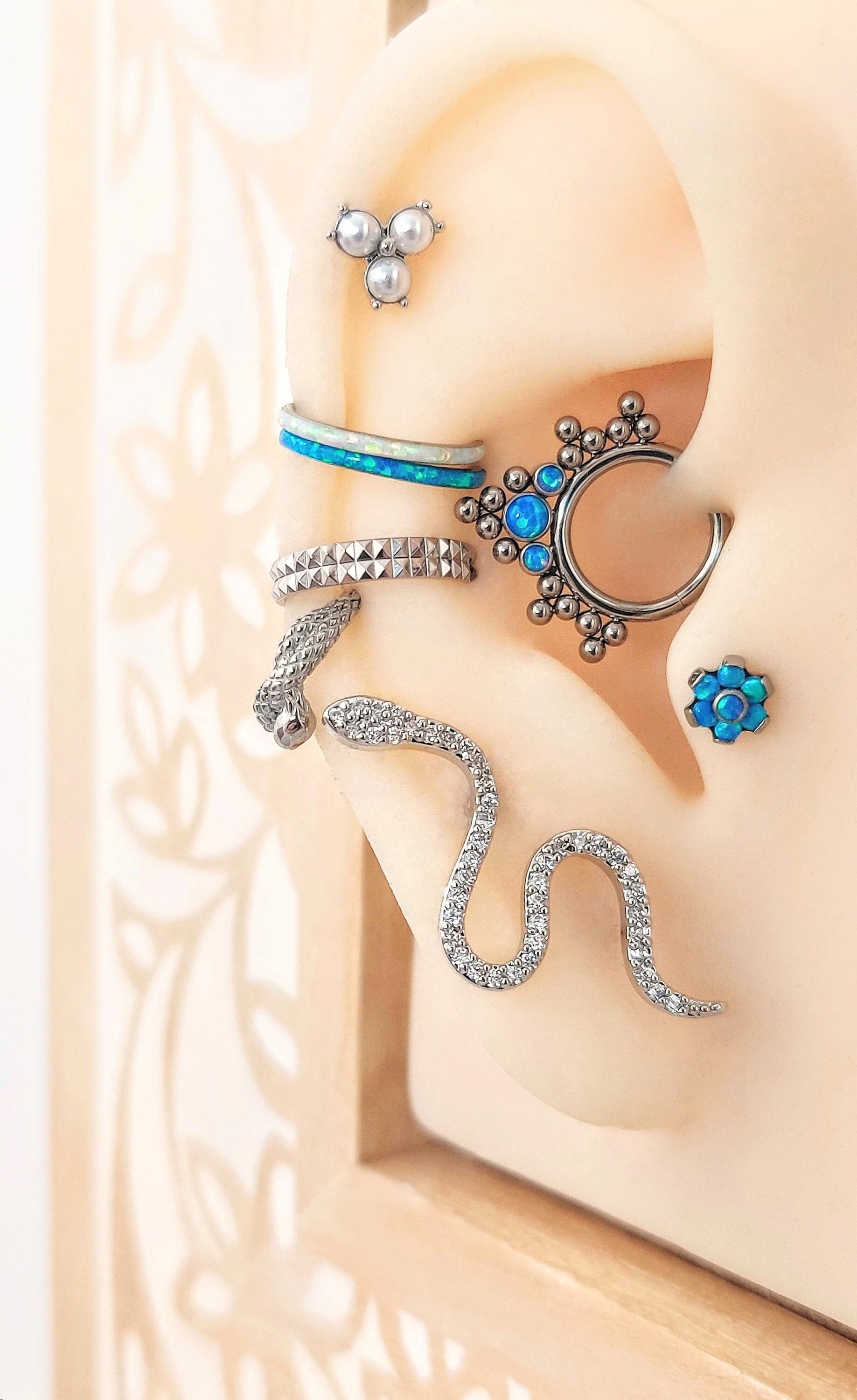 16G Gold CZ Snake Ear Crawler Cartilage Earrings Serpent | Etsy