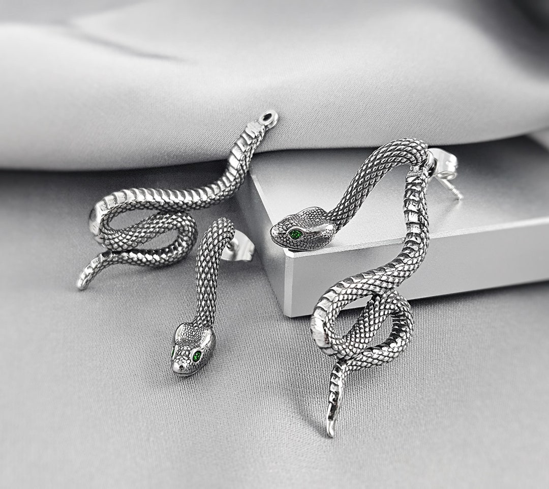 Front and Back Gothic Snake Ear Jacket Earrings Reptile Serpent Fake ...