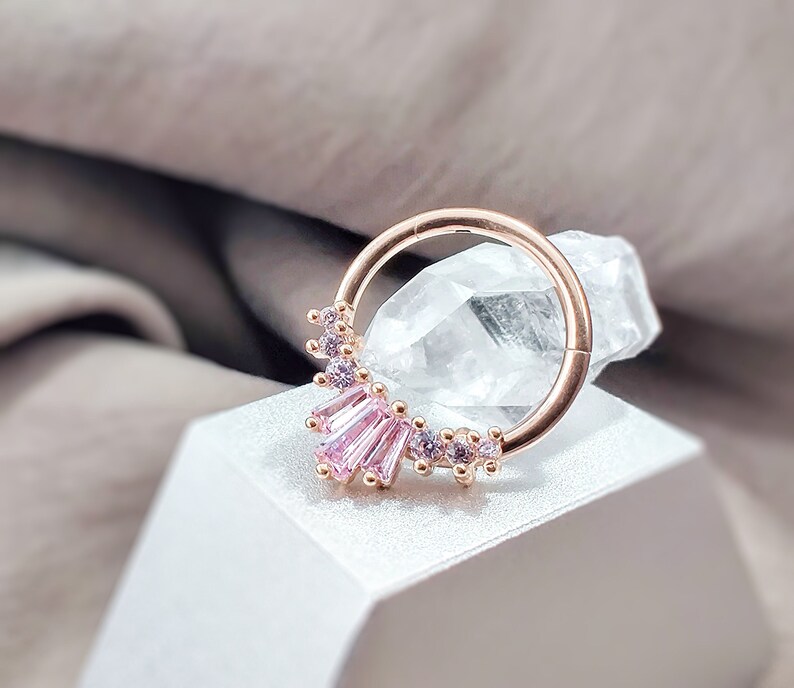 16G Art Deco Baguette CZ Septum Nose Hoop Ring Crystals - Etsy