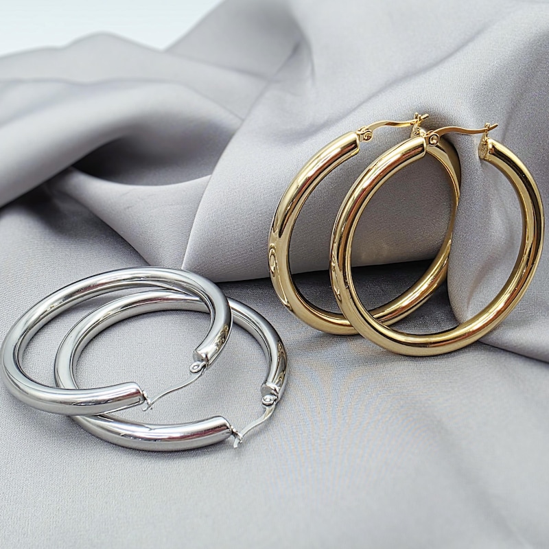 Wide Hoops Steel - Etsy