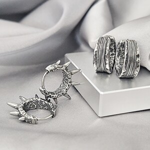 Rustic Hammered Textured Wires Hoop Earrings, Surgical Steel Hoop ...