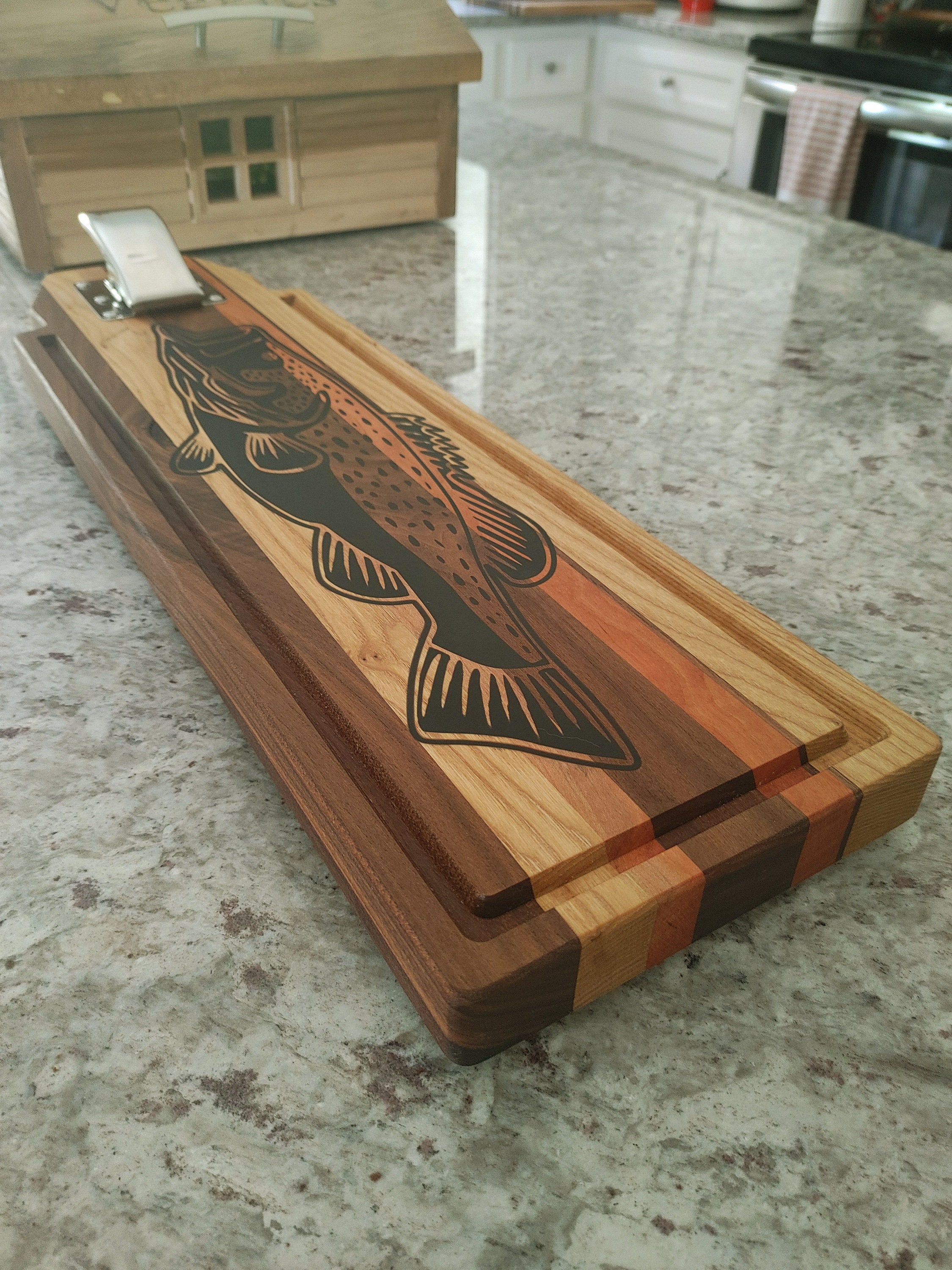 Custom Hardwood Epoxy Inlayed Largemouth Bass Fillet Board - Etsy
