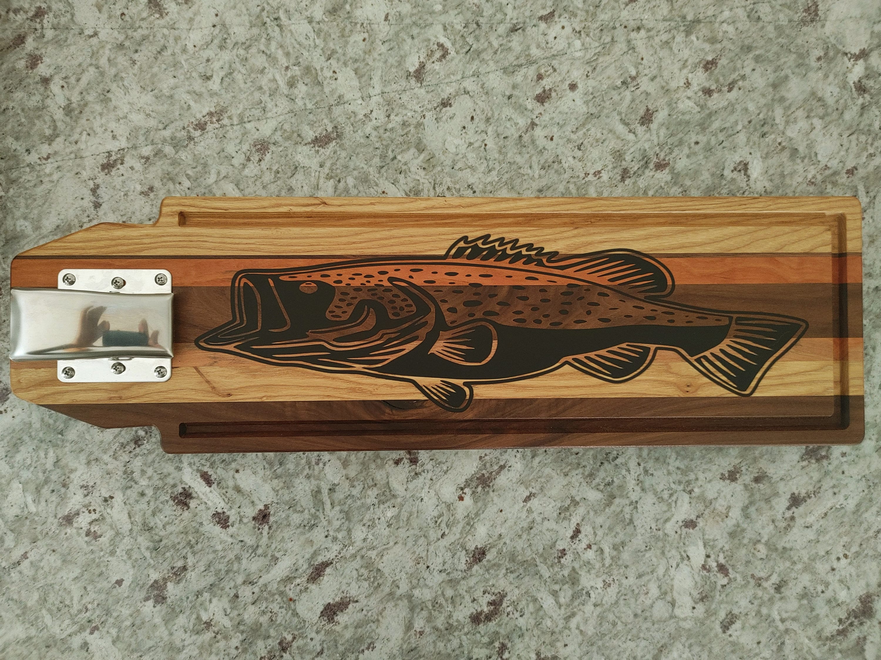 Custom Hardwood Epoxy Inlayed Largemouth Bass Fillet Board - Etsy