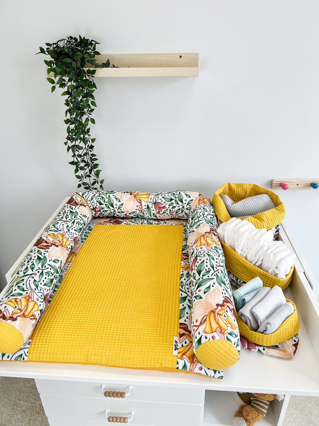 Baby Changing Table Top, Changing Mat in Fabric, Baskets for Nursing ...