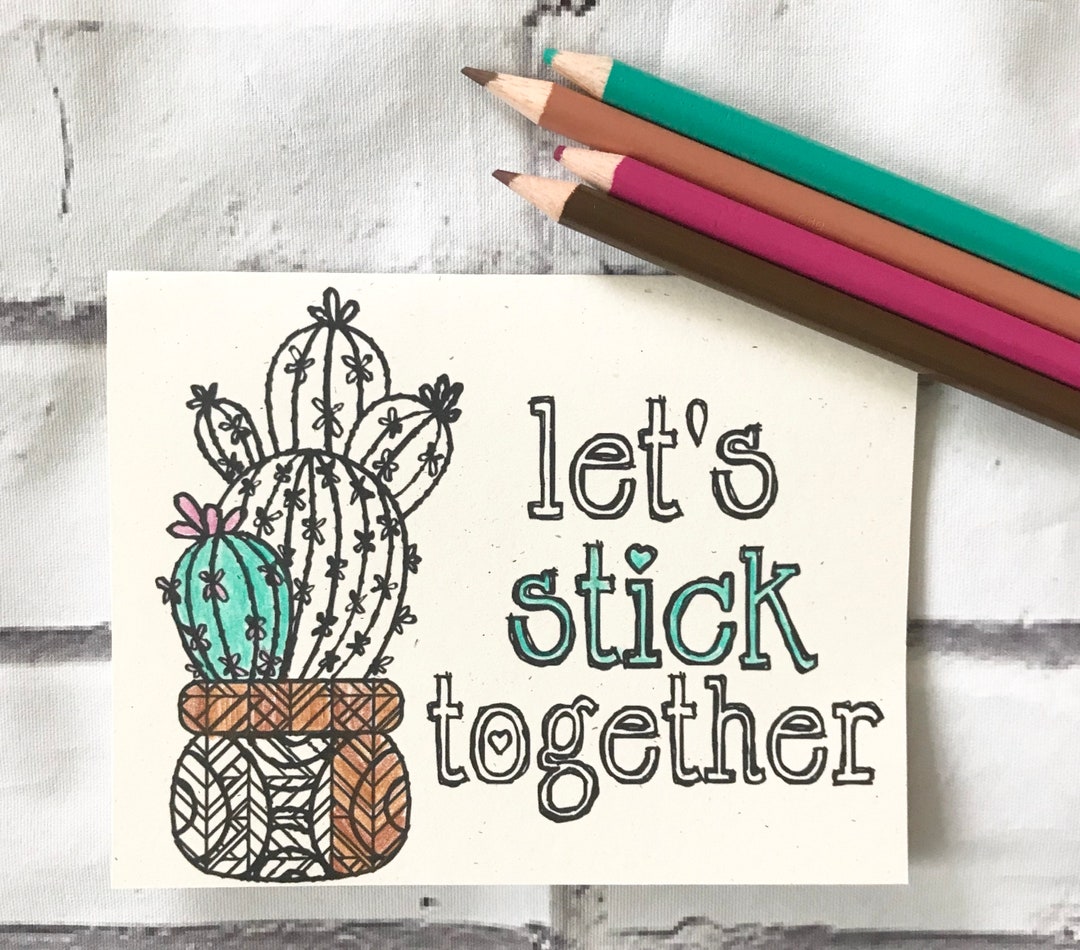 Cactus Coloring Card - Etsy