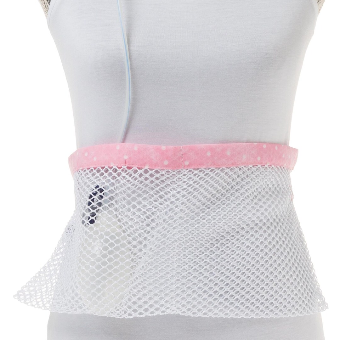 Shower Surgical Drain Garment in White With Cotton Pink Dot Trim Fits ...