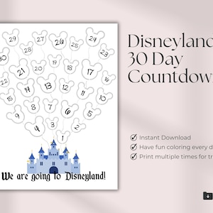 Disneyland Trip Countdown: 30 Day Coloring Page (digital Download) - Etsy