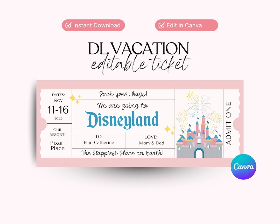 DL Vacation Ticket, Suprise Ticket, Editable Ticket, DL Surprise ...
