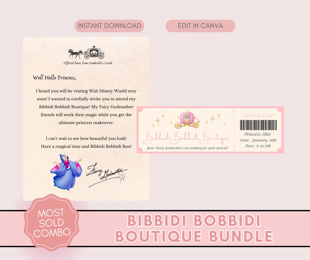 Princess Ticket & Fairy Godmother Letter - Etsy