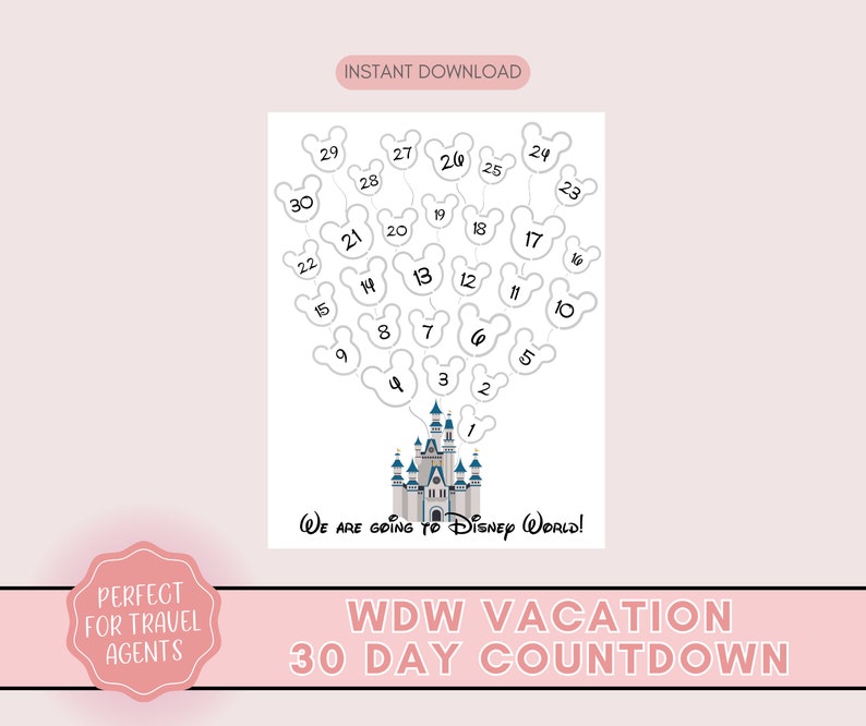 WDW Countdown, Printable Countdown, Vacation Countdown - Etsy