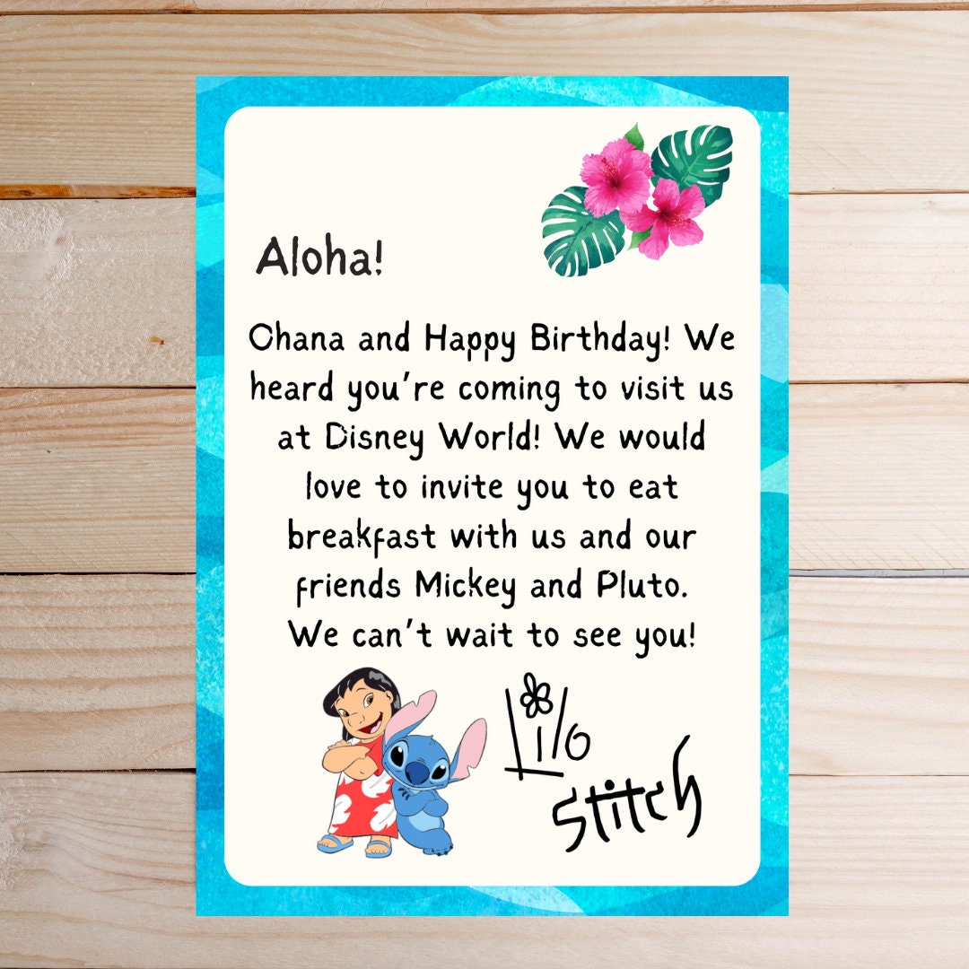 Lilo and Stitch Lilo and Stitch Letter Ohana Stitch Lilo Birthday ...