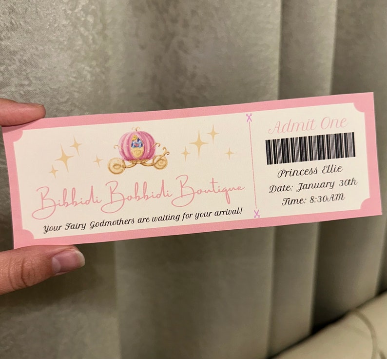 Editable Princess Surprise Ticket: Bibbidi Bobbidi Boutique (digital ...