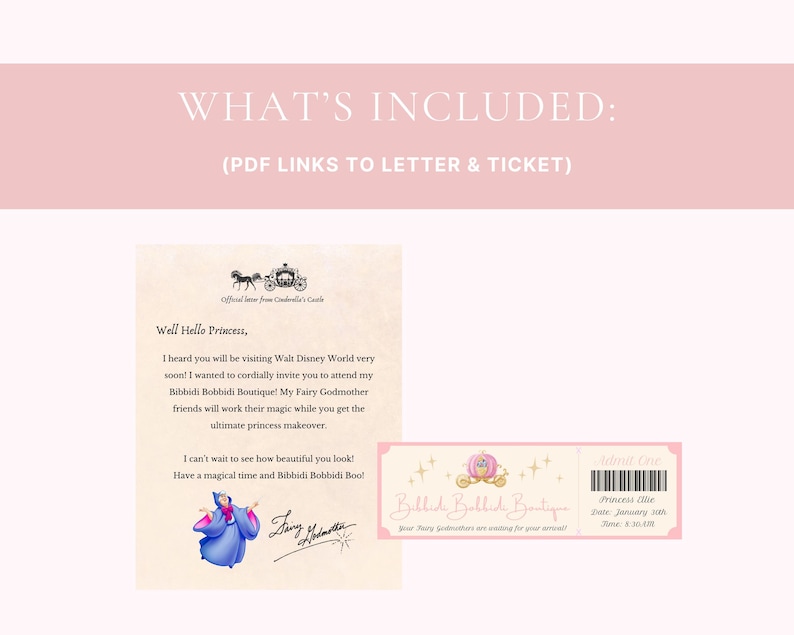Princess Ticket & Fairy Godmother Letter - Etsy