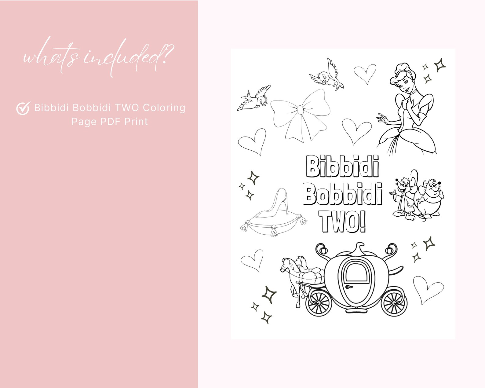 Princess Coloring Sheet, Bibbidi Bobbidi Two, Second Birthday, Birthday ...