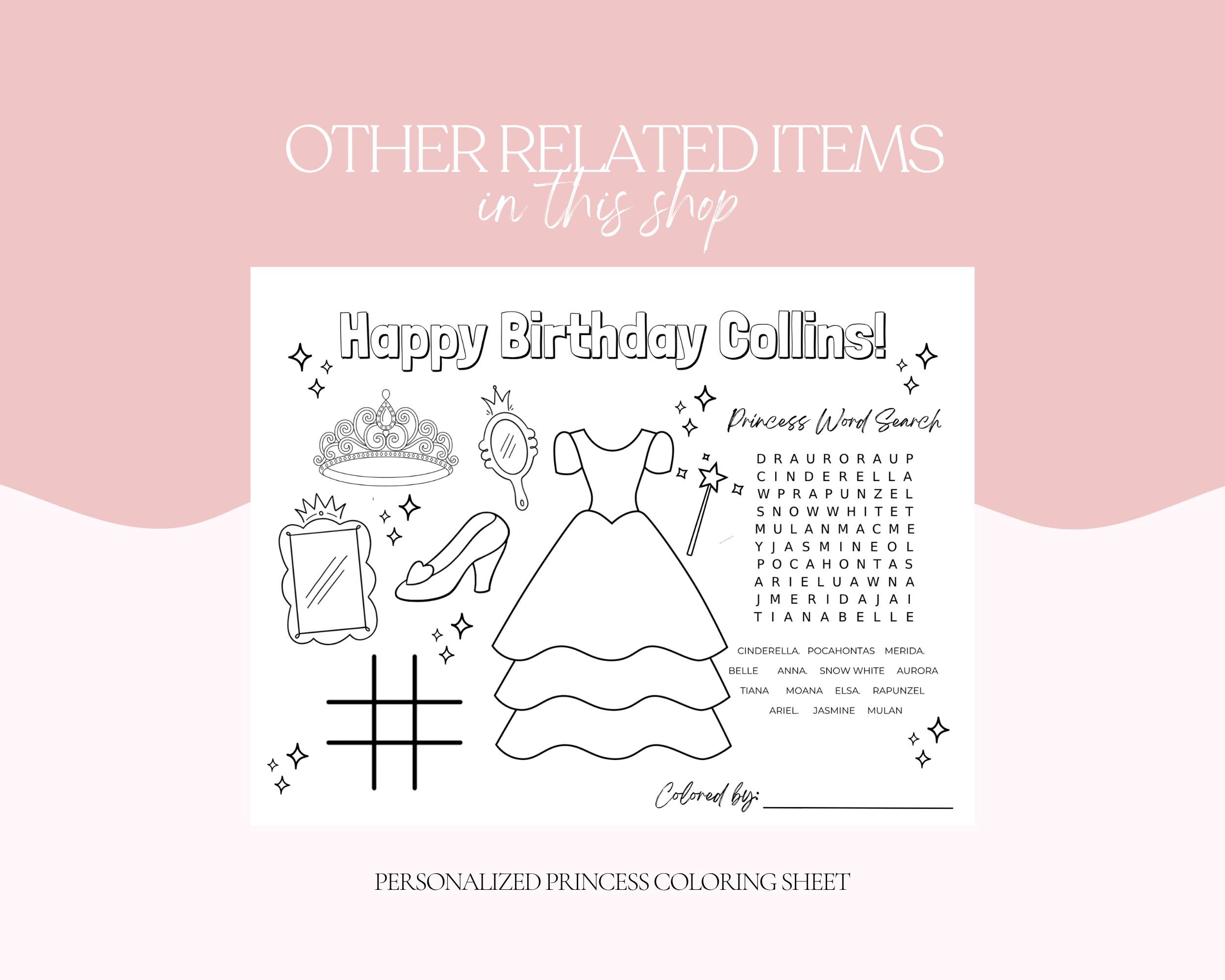 Princess Birthday Coloring Sheet: Editable Cinderella Party Activity ...