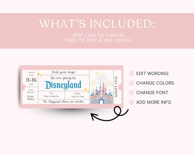 DL Vacation Ticket, Suprise Ticket, Editable Ticket, DL Surprise ...