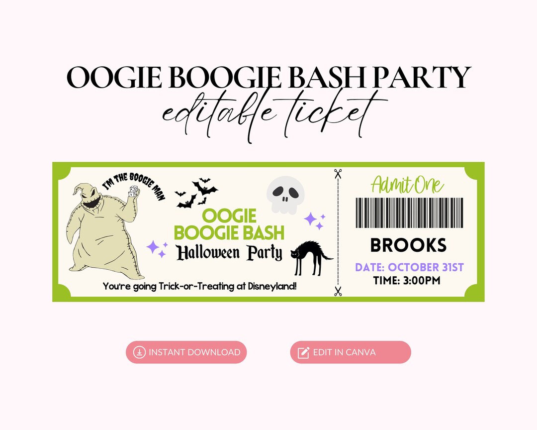 DL Halloween Party Ticket, Halloween Party Ticket, Halloween Editable ...