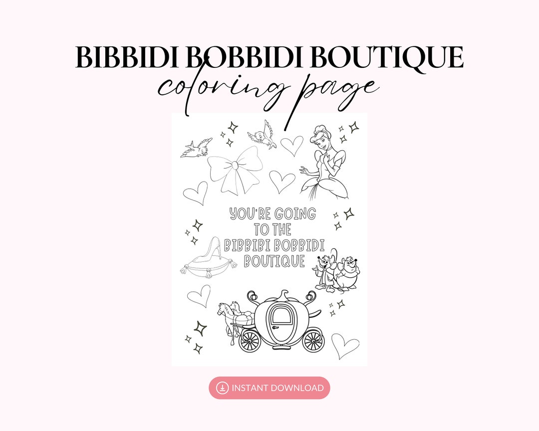 Princess Coloring Sheet: Bibbidi Bobbidi Boutique (digital Download) - Etsy