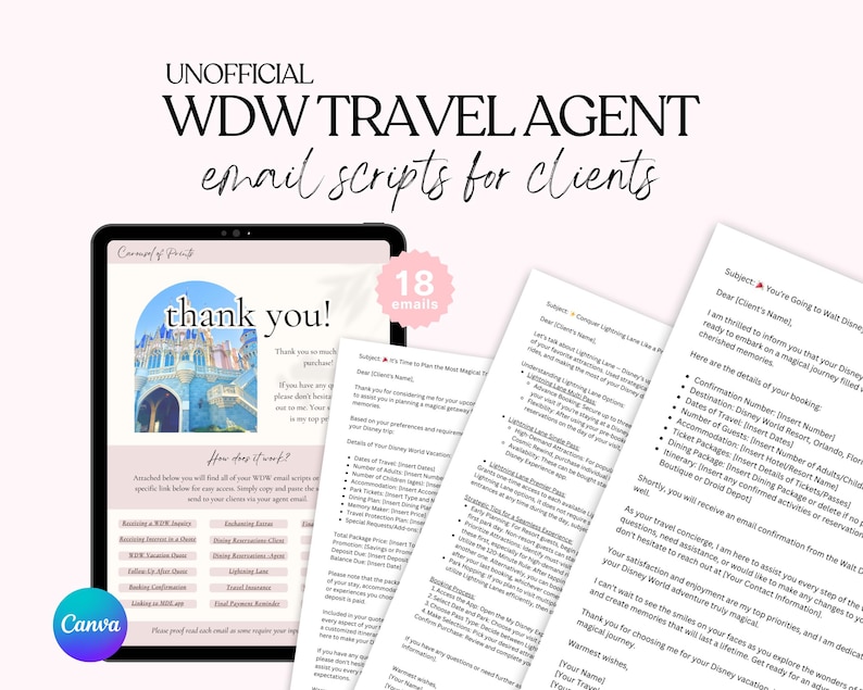 WDW Travel Agent Email Templates: Canva Scripts (instant Download) - Etsy