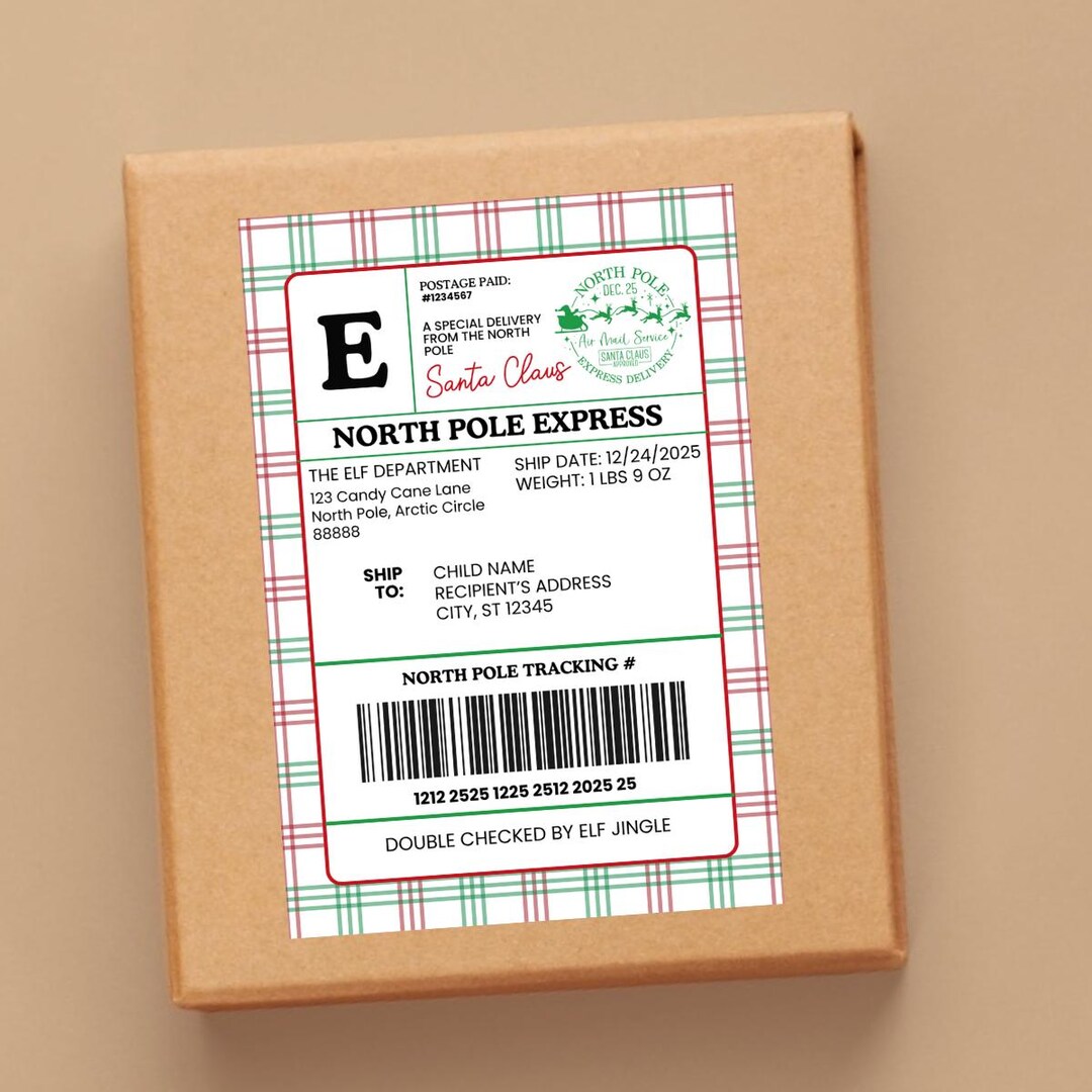 North Pole Express Christmas Shipping Label, Christmas Shipping Label ...