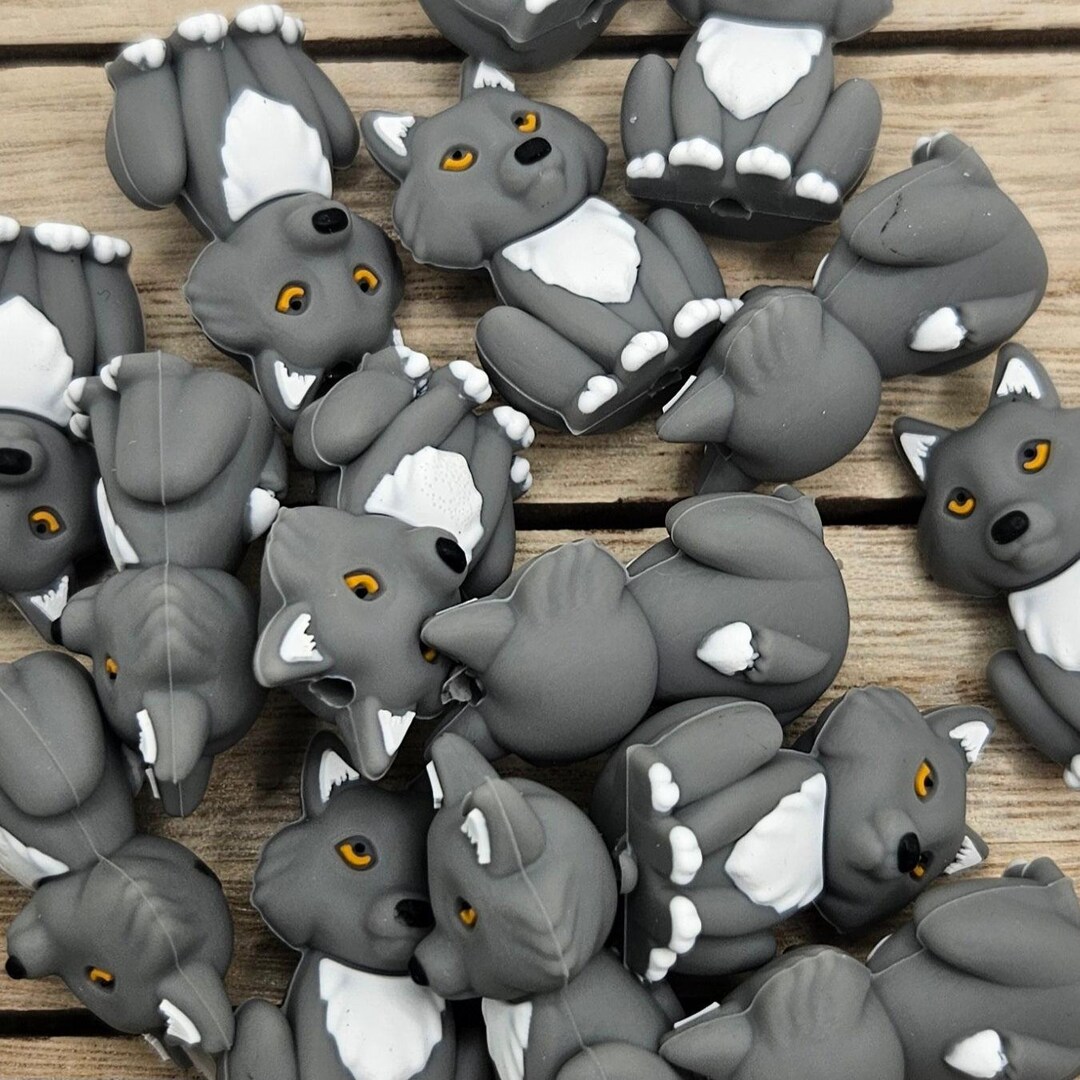 Silicone Focal Beads: 3D Wolf Cartoon Beads DIY Craft Beads Beads for ...