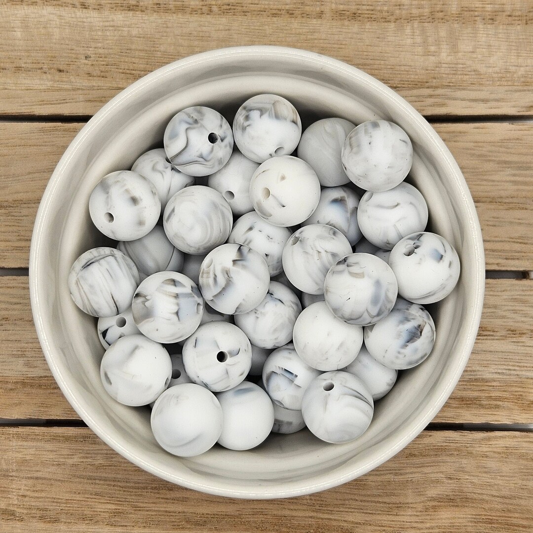 Round Silicone Bead 12mm AND 15mm. Marble - Etsy