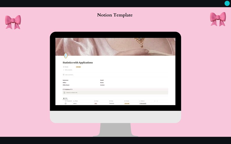 Coquette Aesthetic Notion Student Planner | Notion Template, Assignment ...