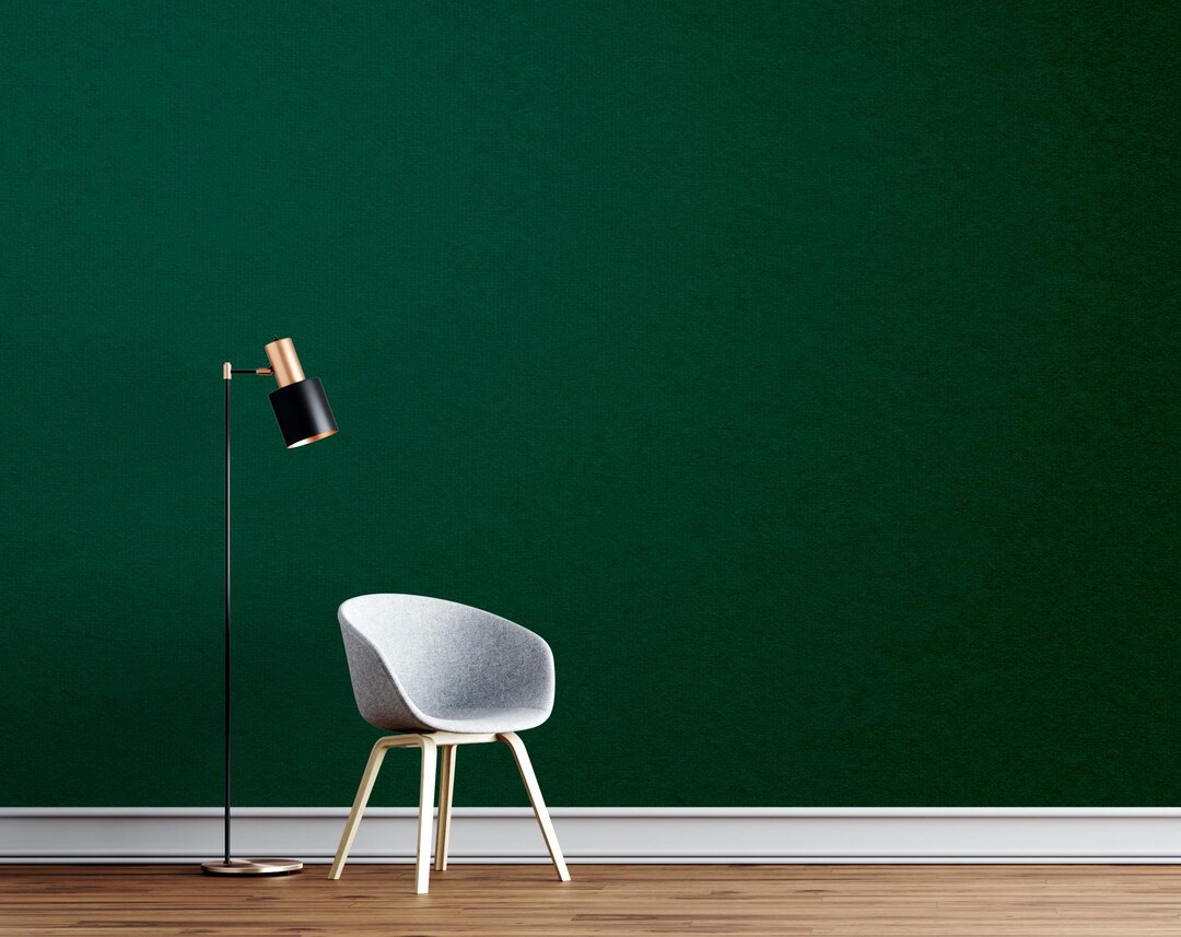 Modern Deep Green Wall Covering – Premium Fabric or Vinyl Mural - Peel ...