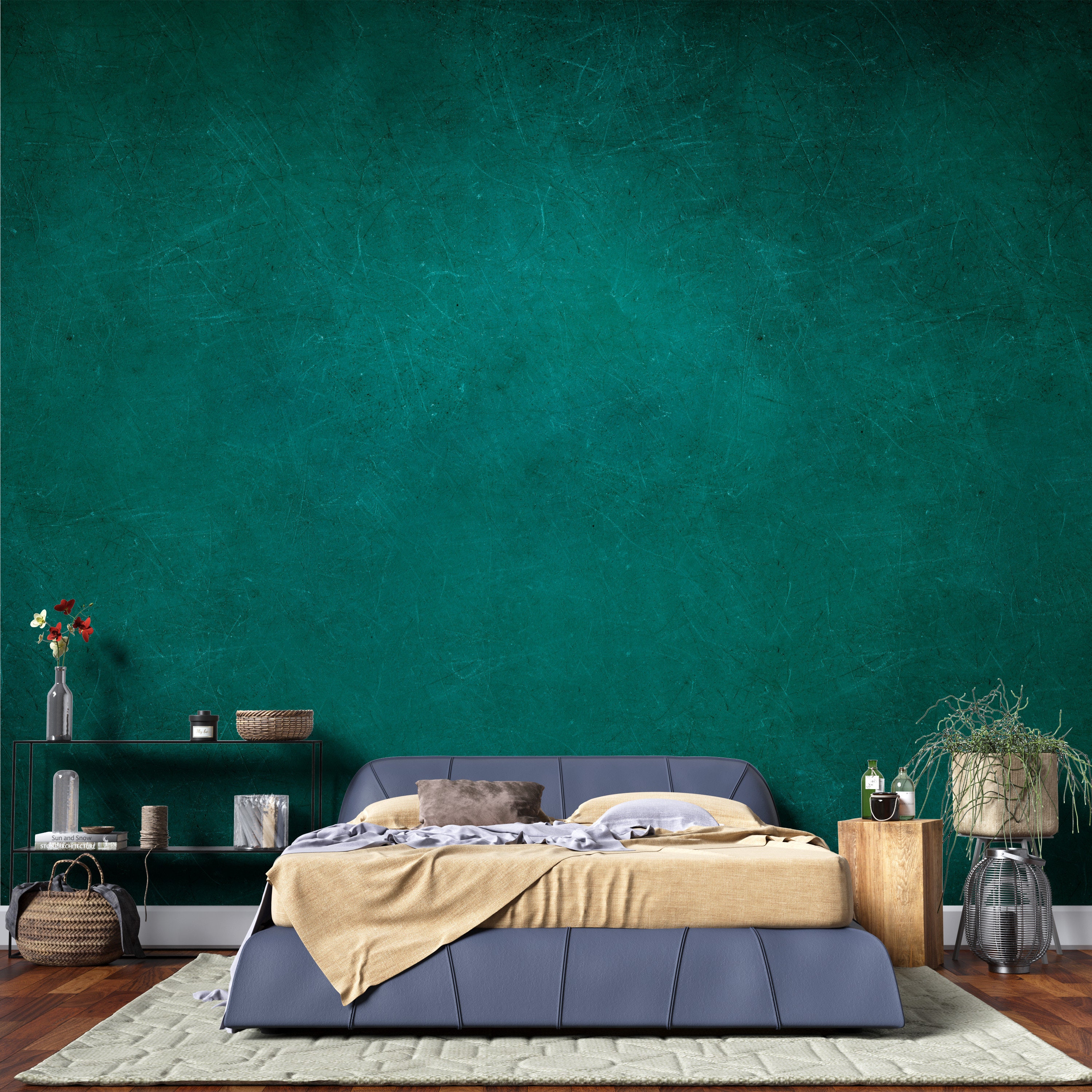 Peel and Stick Emerald Green Concrete Wallpaper, Concrete Mural, Self ...