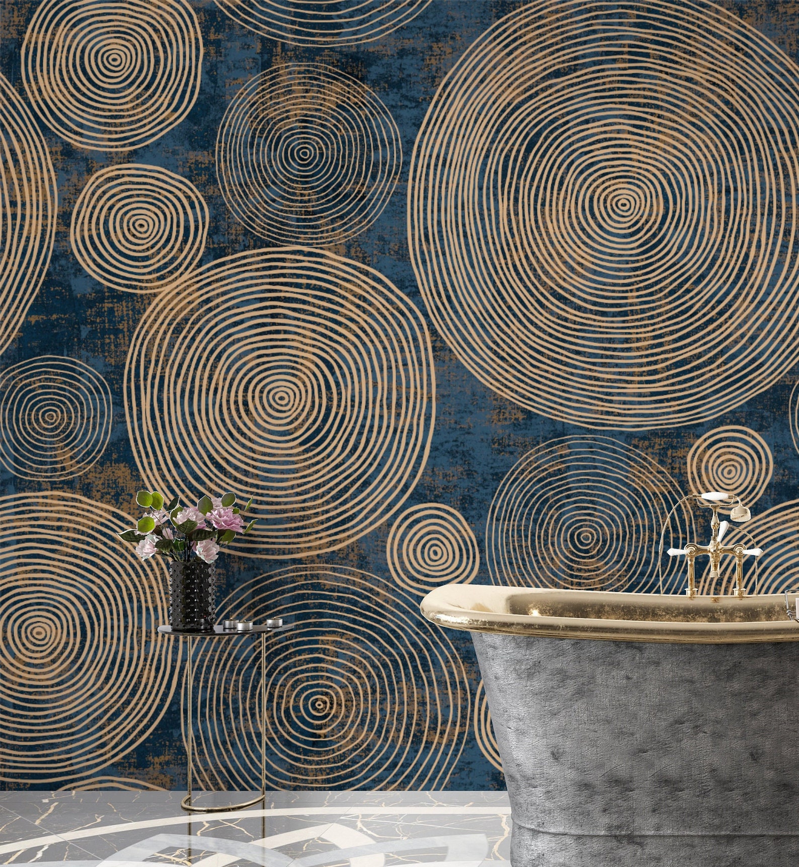 Peel and Stick Geometric Circles Wallpaper, Abstract Wallpaper ...