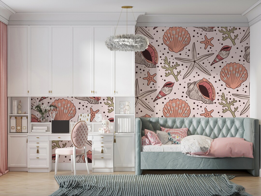Seashells and Starfish Pattern Wallpaper Peel and Stick - Etsy