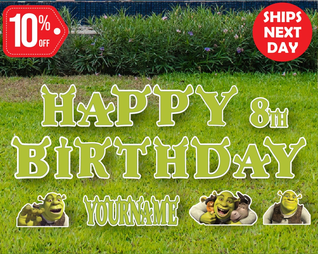 Shrek Happy Birthday Yard Sign, Birhthday Sign, Custom Name Age ...