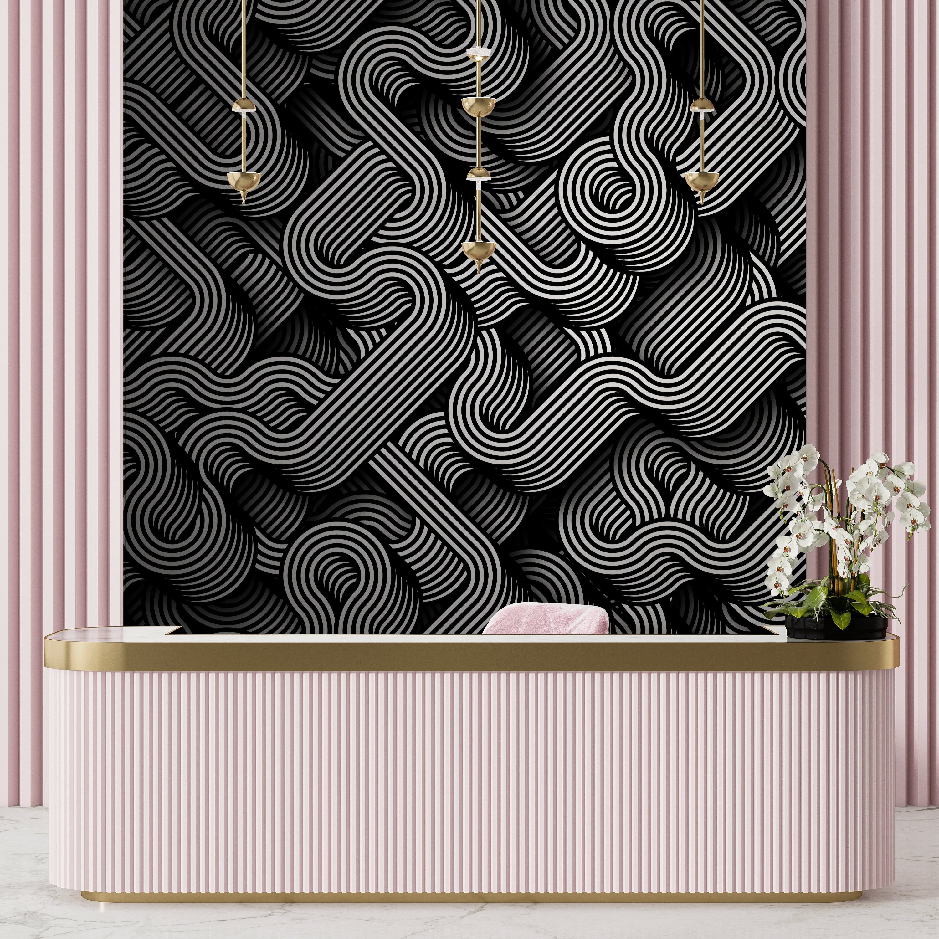 Custom Size White and Black Lines Wallpaper Self Adhesive or - Etsy