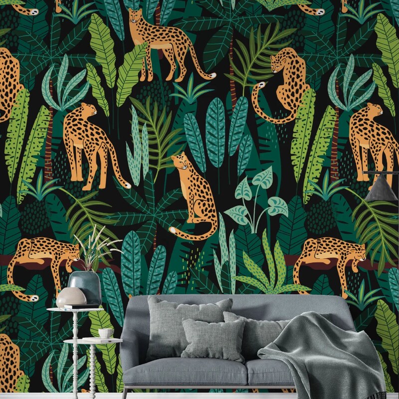 Safari Leaf Wallpaper - Etsy