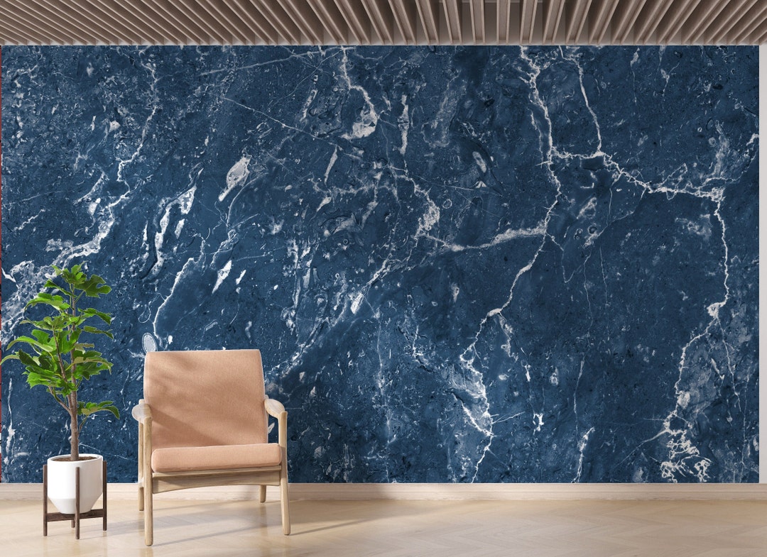 Custom Size Blue Marble Wallpaper, Peel and Stick Wallpaper, Wall Mural ...