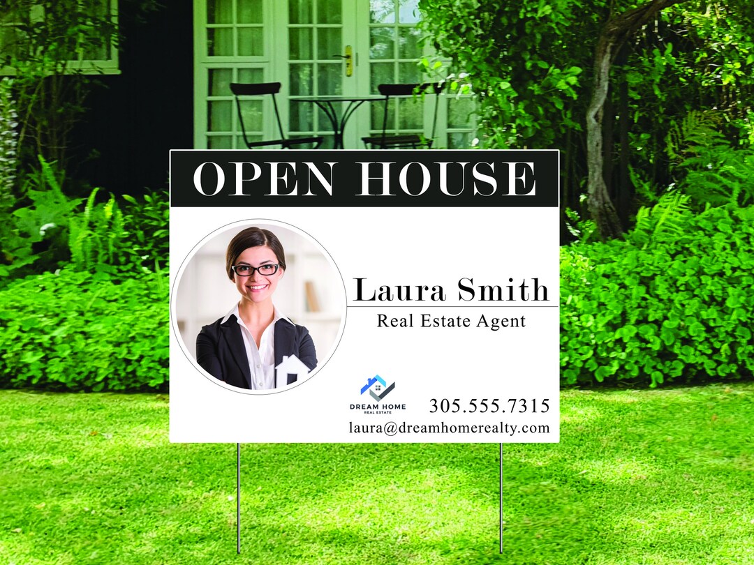 Custom Real Estate Open House Yard Sign, Personalized Open House Lawn ...