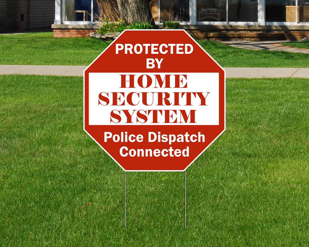 Premium Home Security Warning Sign With Police Dispatch Connected ...