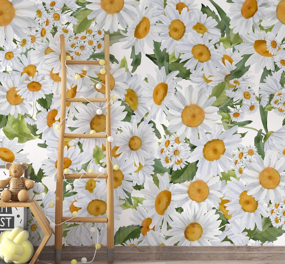 Custom Size Daisy Wallpaper, Peel and Stick Daisy Wallpaper, Removable ...