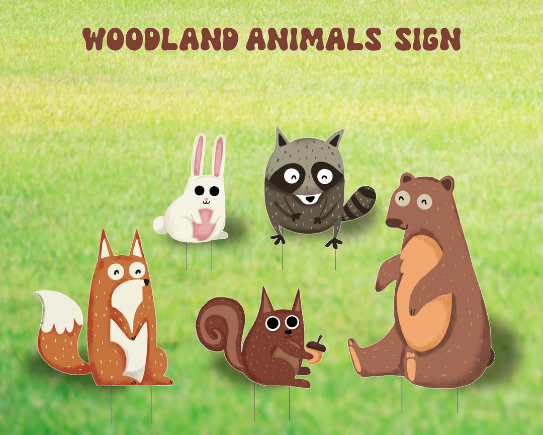 Woodland Animals Indoor Outdoor Sign, Cute Animals Decoration ...
