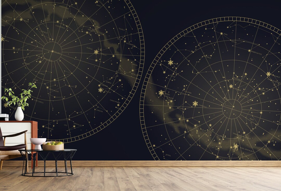 Star Constellations Southern and Northern Map Wallpaper, Self Adhesive ...