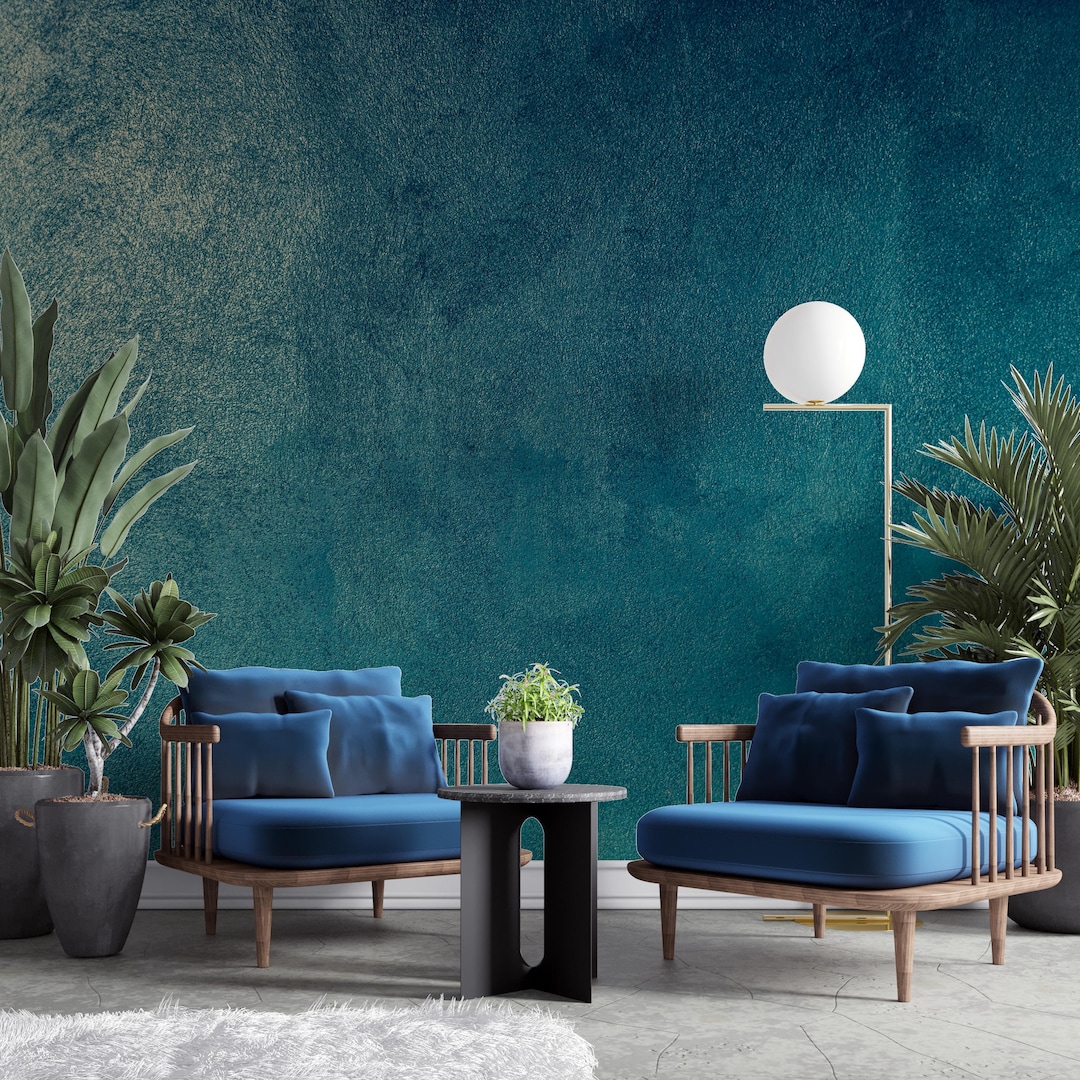 Abstract Teal Wall Mural With Textured Look – Ocean-inspired Wallpaper ...