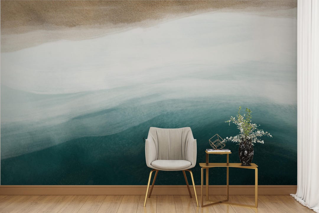 Abstract Beach and Sea Watercolor Wallpaper – Tranquil Coastal Wall ...