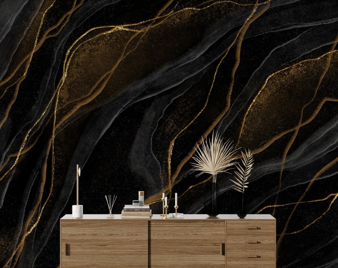 Taupe and Pale Gold Wallpaper, Art Deco Arches Wallpaper. Wenge, Black ...
