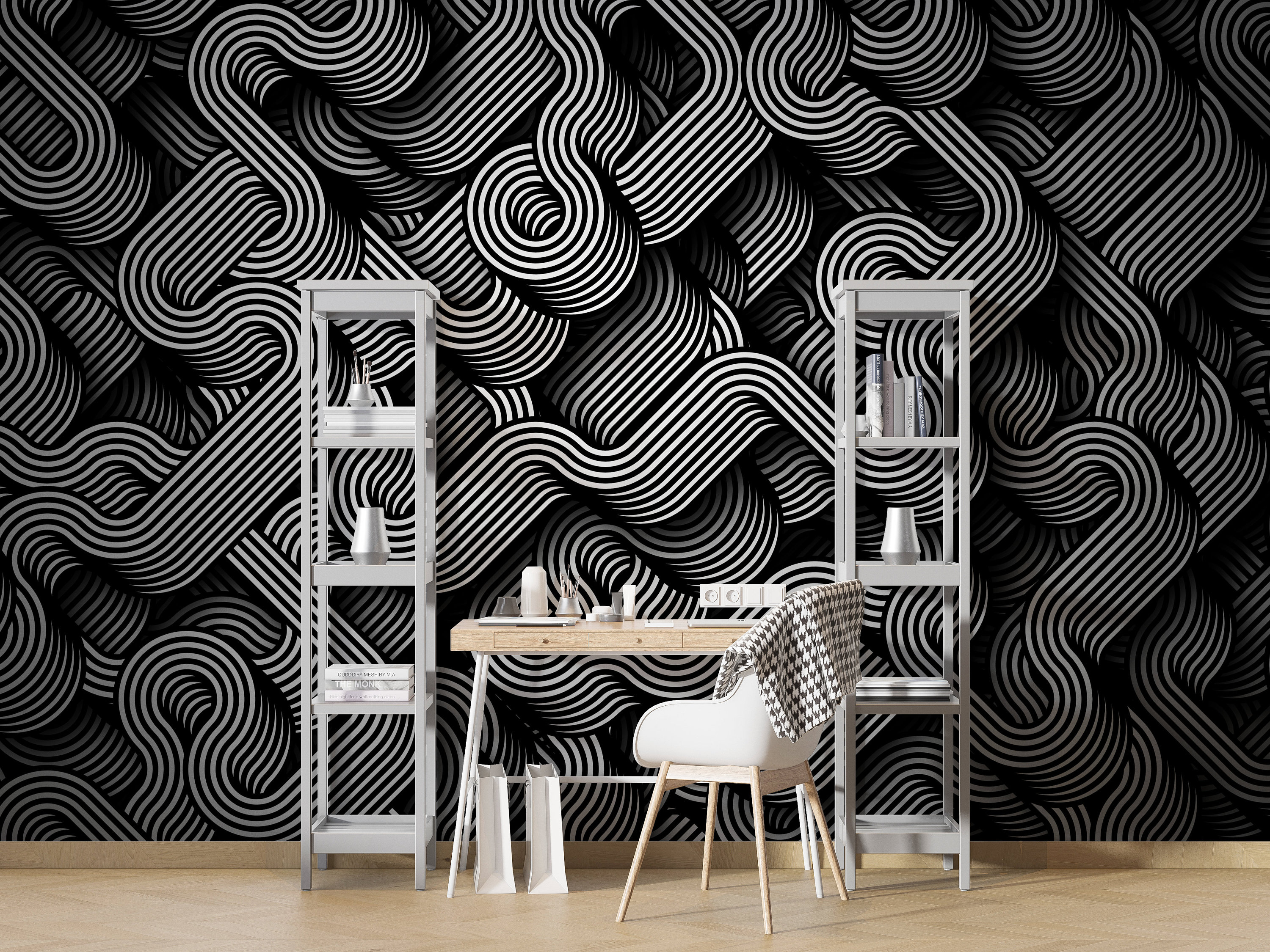 Custom Size White and Black Lines Wallpaper Self Adhesive or - Etsy