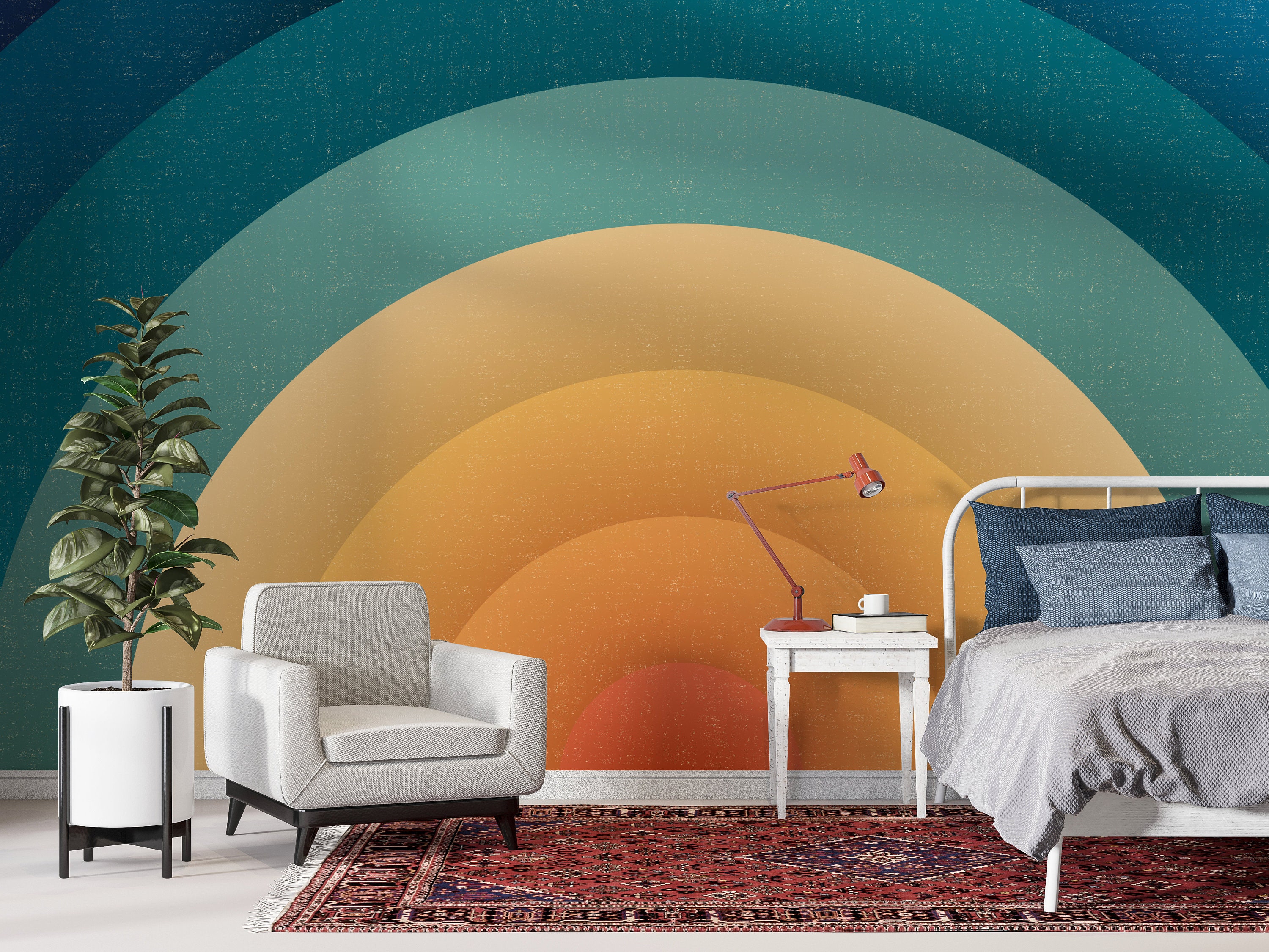 Custom Size Retro Abstract Sun Wallpaper Peel and Stick Self - Etsy