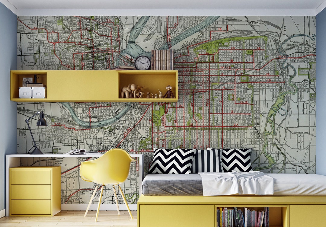 Custom Size Aesthetic Vintage Map Wallpaper, Peel and Stick Self ...